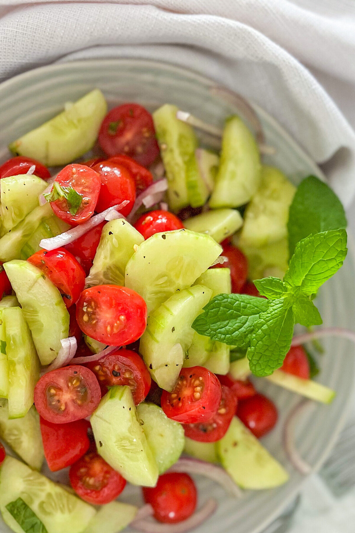 CUCUMBER TOMATO SALAD WITH MINT - The Tasty Chapter