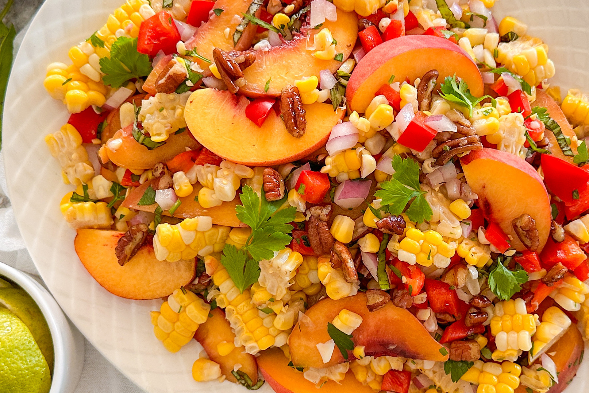 SWEET CORN PEACH SALAD - The Tasty Chapter