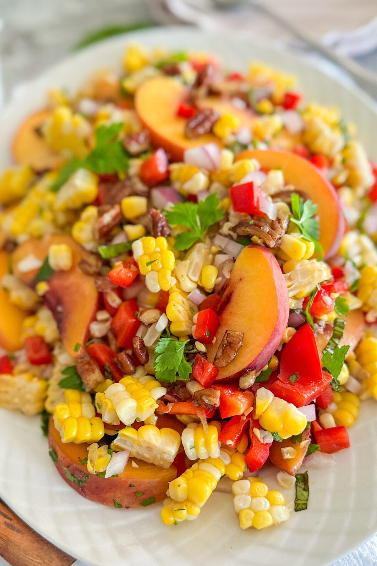 SWEET CORN PEACH SALAD - The Tasty Chapter